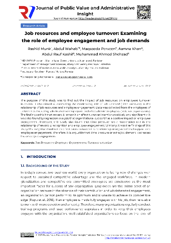 (PDF) Job resources and employee turnover: Examining the role of ...