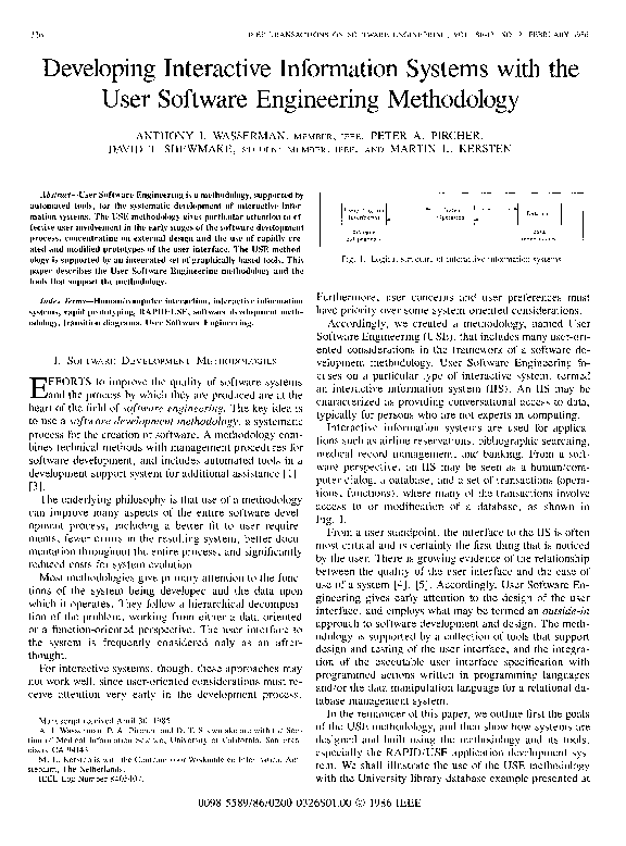 (PDF) Developing interactive information systems with the User Software Engineering methodology