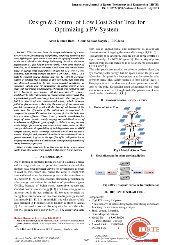 (PDF) Design & Control of Low Cost Solar Tree for Optimizing a PV System