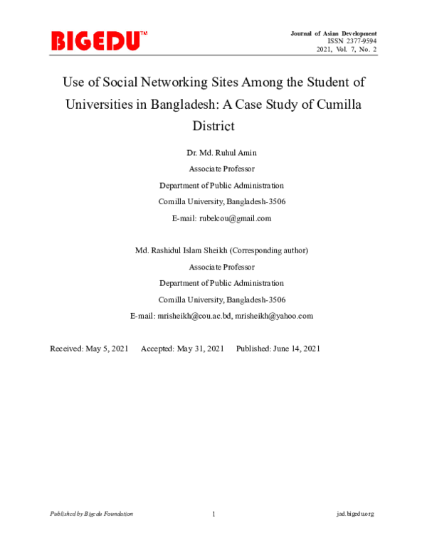 (PDF) Use of Social Networking Sites Among the Student of Universities ...