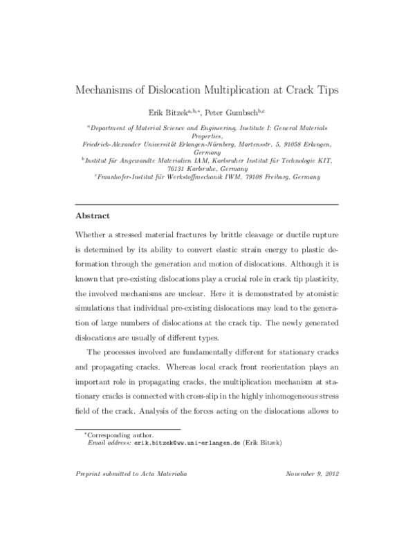 (PDF) Mechanisms of dislocation multiplication at crack tips