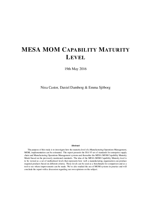 (PDF) Mesa Mom Capability Maturity Level