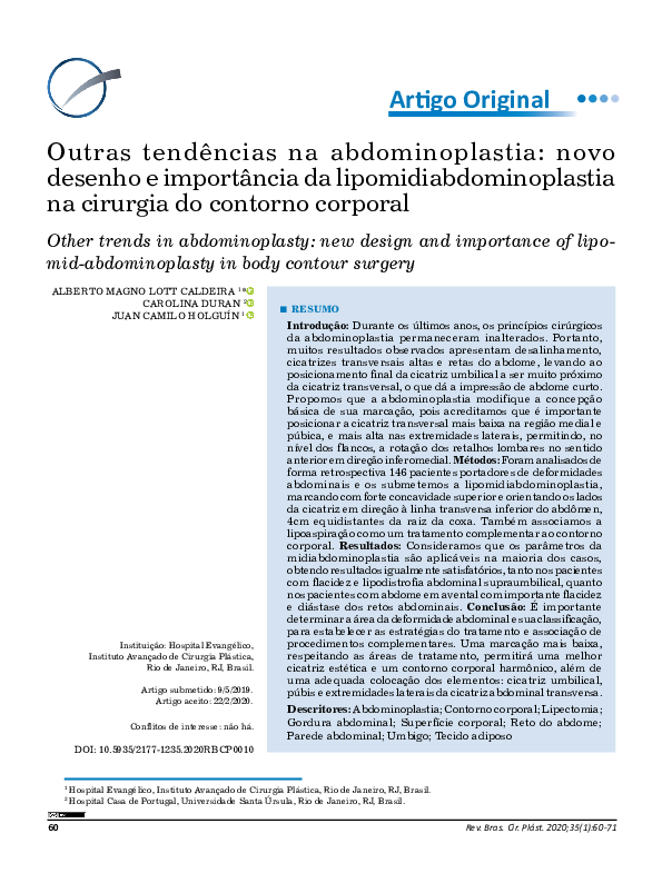(PDF) Other trends in abdominoplasty: new design and importance of ...