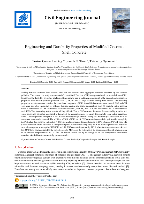 (PDF) Engineering and Durability Properties of Modified Coconut Shell ...