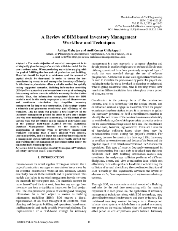 (PDF) A Review of BIM based Inventory Management Workflow and Techniques