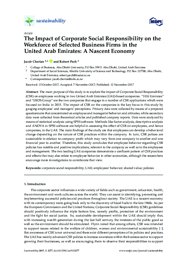 (PDF) The Impact of Corporate Social Responsibility on the Workforce of Selected Business Firms ...