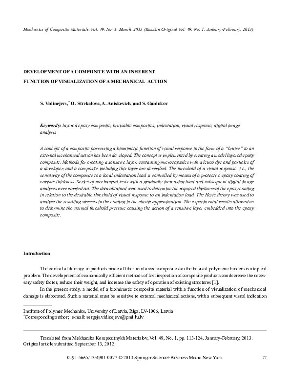 (PDF) Development of a composite with an inherent function of ...