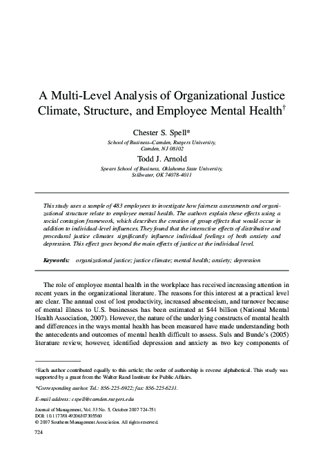 (PDF) A Multi-Level Analysis of Organizational Justice Climate ...