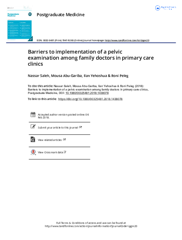 (PDF) Barriers to implementation of a pelvic examination among family ...