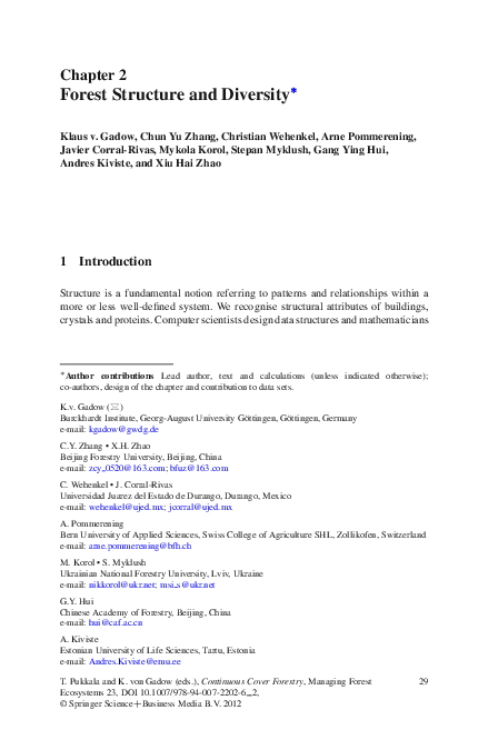 (PDF) Chapter 2 Forest Structure and Diversity | Andres Kiviste ...