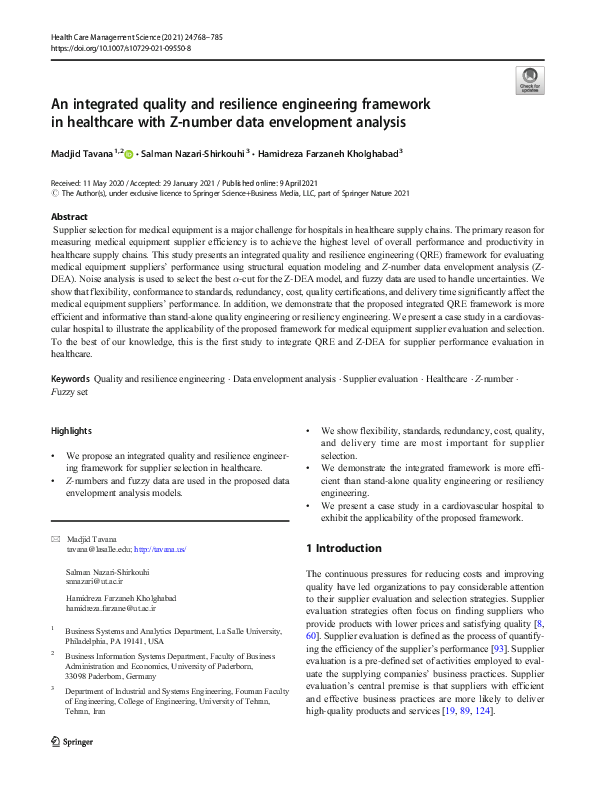(PDF) An integrated quality and resilience engineering framework in ...