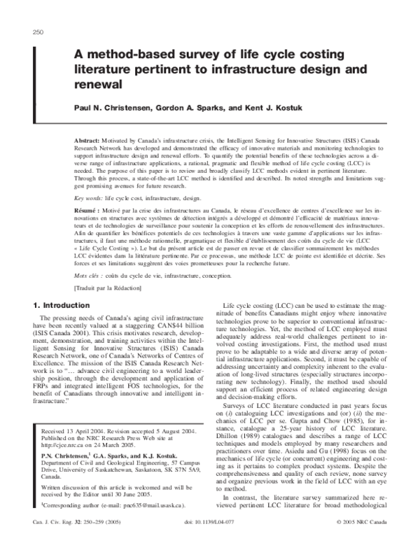 (PDF) A method-based survey of life cycle costing literature pertinent ...