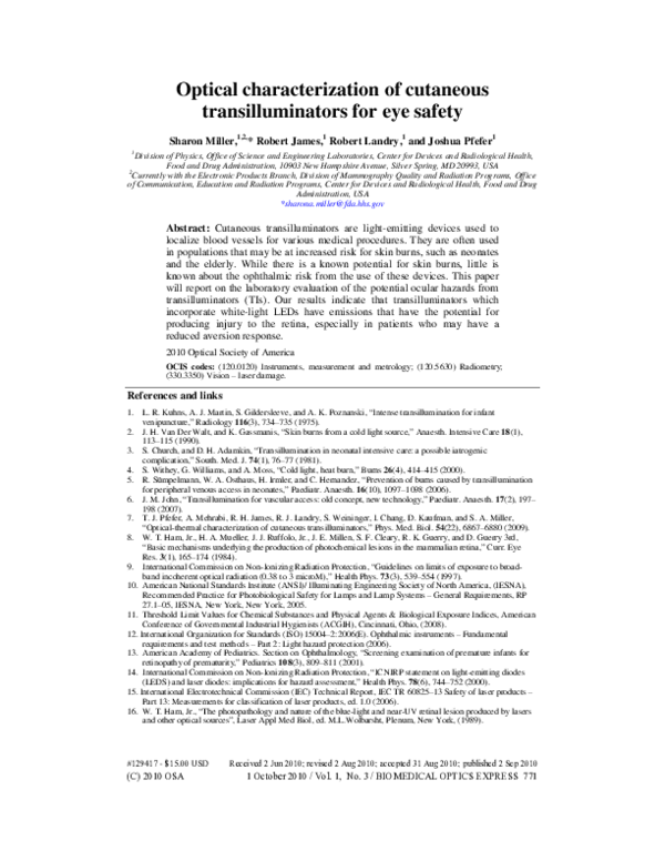 (PDF) Optical characterization of cutaneous transilluminators for eye ...