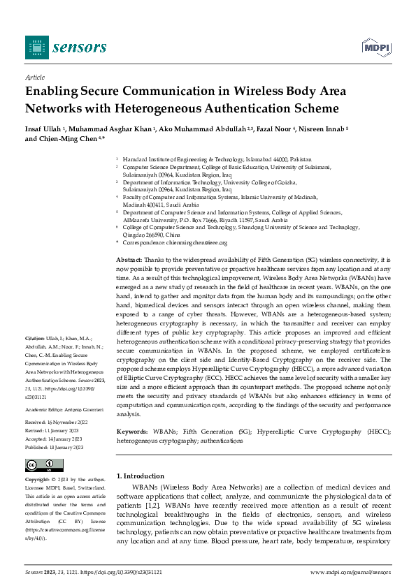 (PDF) Enabling Secure Communication in Wireless Body Area Networks with ...