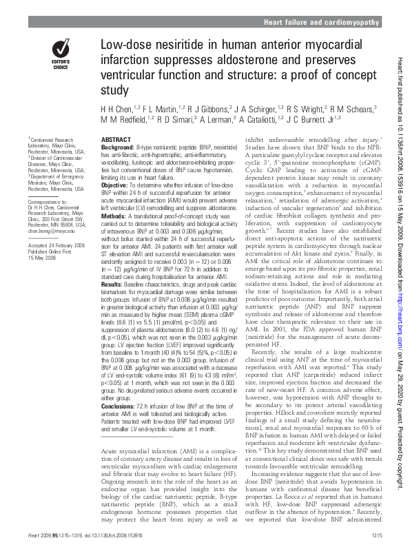 (PDF) Low-dose nesiritide in human anterior myocardial infarction ...