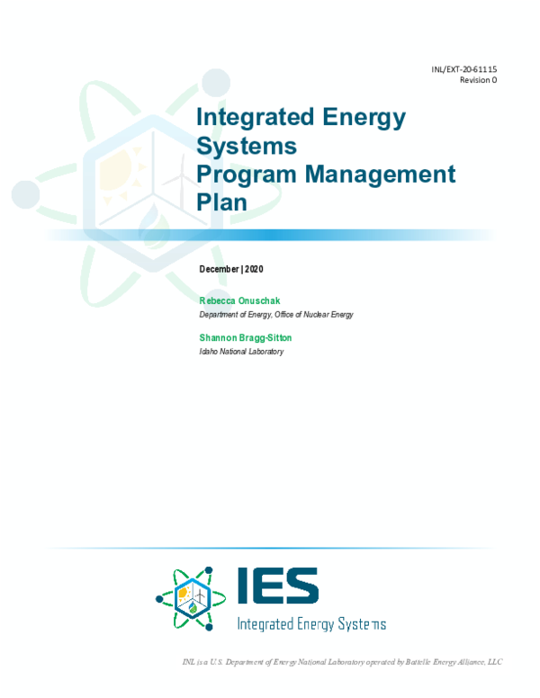 (PDF) Integrated Energy Systems Program Management Plan