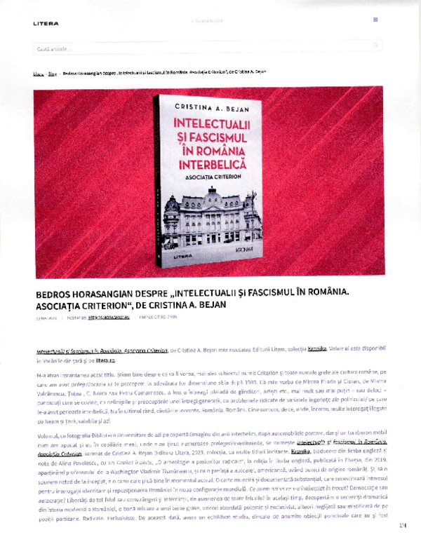 (PDF) "Intelectualii şi fascismul în România interbelică" - Book review ...