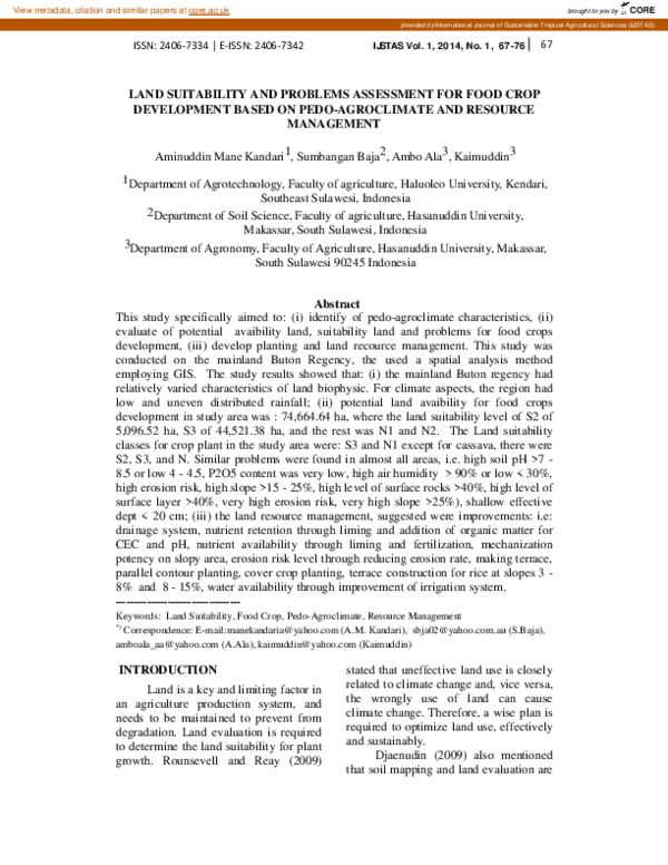(PDF) Land Suitability and Problems Assessment for Food Crop ...