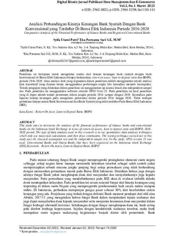 (PDF) Analisis Perbandingan Kinerja Keuangan Bank Syariah Dengan Bank Konvensional yang ...