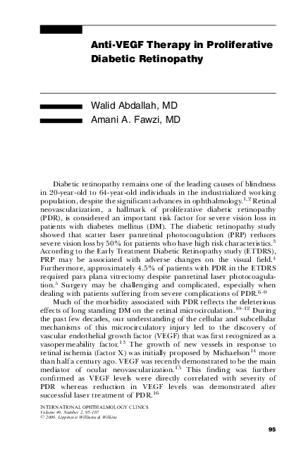 (PDF) Anti-VEGF Therapy in Proliferative Diabetic Retinopathy