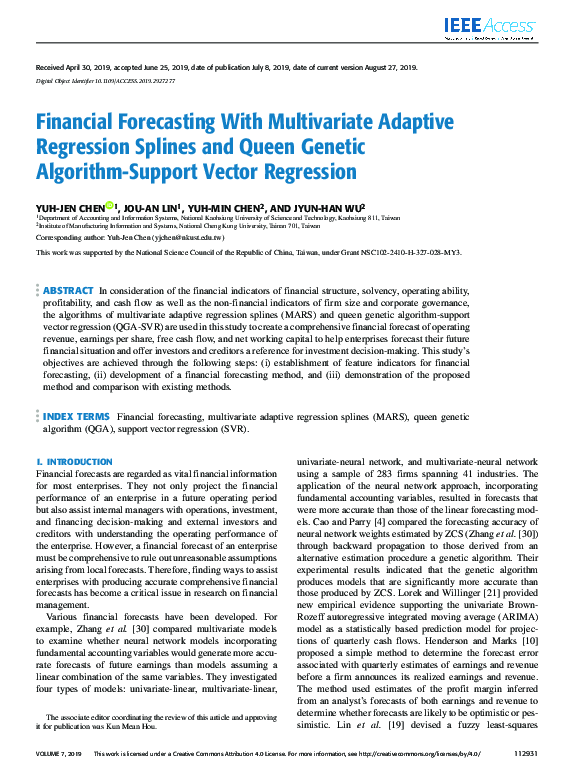 (PDF) Financial Forecasting With Multivariate Adaptive Regression ...