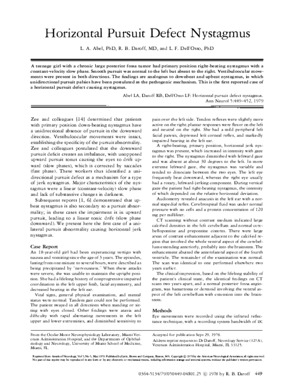 (PDF) Horizontal pursuit defect nystagmus