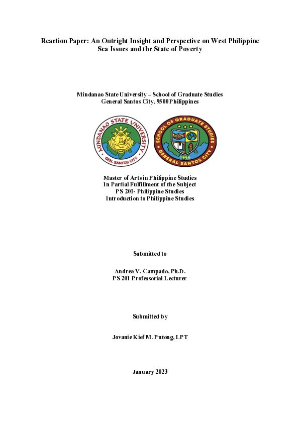 (PDF) Reaction Paper: An Outright Insight and Perspective on West ...
