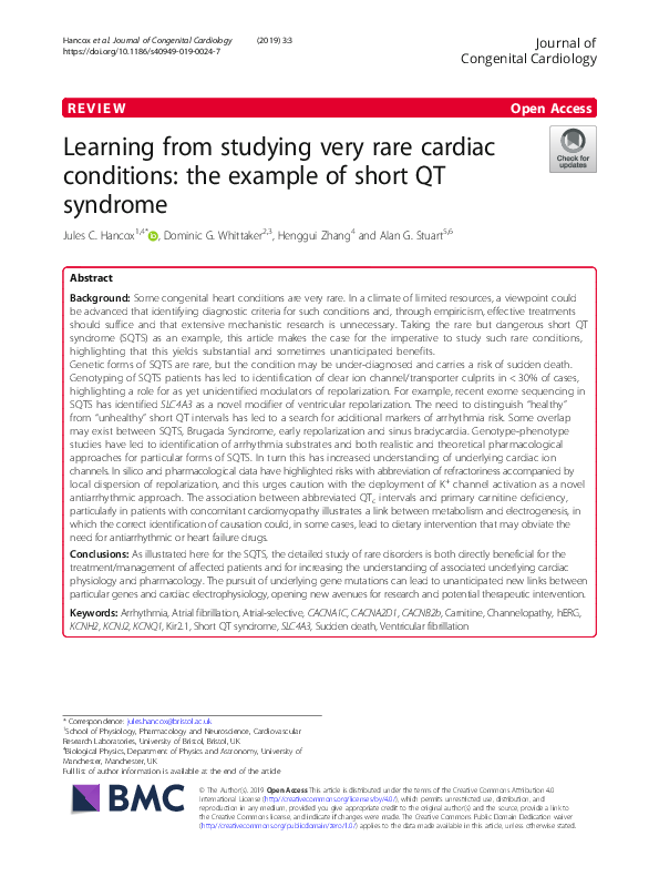 (PDF) Learning from studying very rare cardiac conditions: the example ...