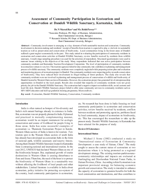 (PDF) Assessment of Community Participation in Ecotourism and ...