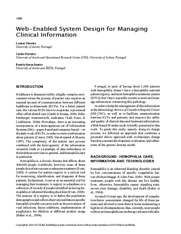 (PDF) Web-Enabled System Design for Managing Clinical Information