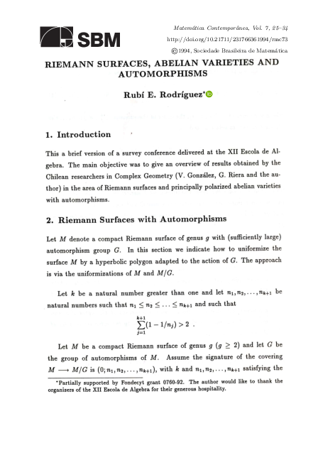 (PDF) Riemann surfaces, abelian varieties and automorphisms | Rubí Rodríguez - Academia.edu