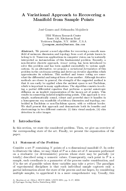 (PDF) A Variational Approach to Recovering a Manifold from Sample ...