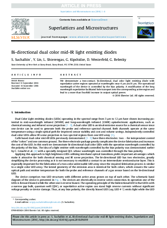 (PDF) Bi-directional dual color mid-IR light emitting diodes