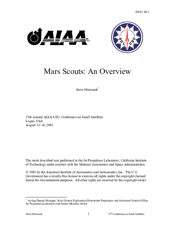 (PDF) Mars Scouts: An Overview