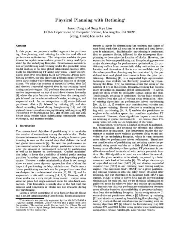 (PDF) Physical planning with retiming
