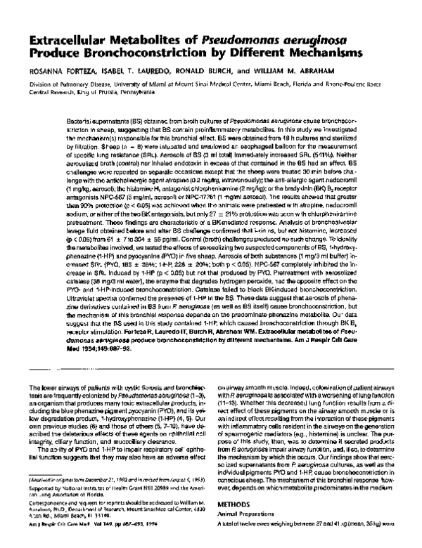 (PDF) Extracellular metabolites of Pseudomonas aeruginosa produce ...