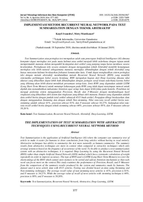 (PDF) Implementasi Metode Reccurrent Neural Network pada Text ...