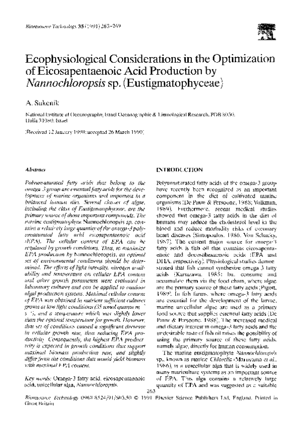 (PDF) Ecophysiological considerations in the optimization of eicosapentaenoic acid production by ...