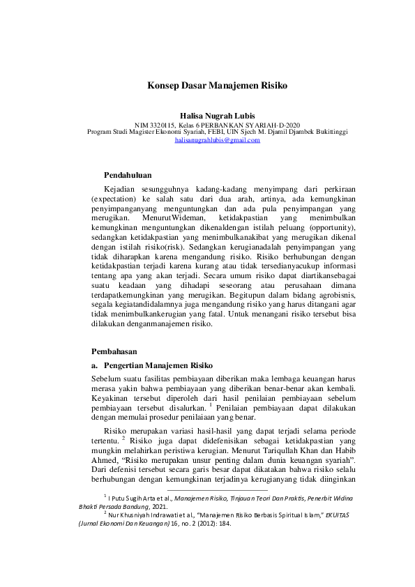 (PDF) Konsep Dasar Manajemen Risiko