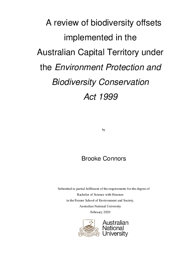 (PDF) A review of biodiversity offsets implemented in the Australian Capital Territory under the ...