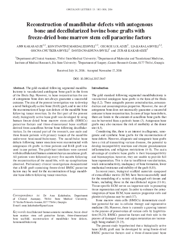 (PDF) Reconstruction of mandibular defects with autologous tissue ...