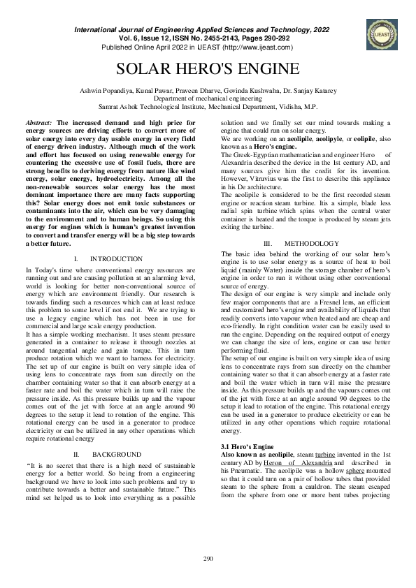 (PDF) Solar Hero's Engine