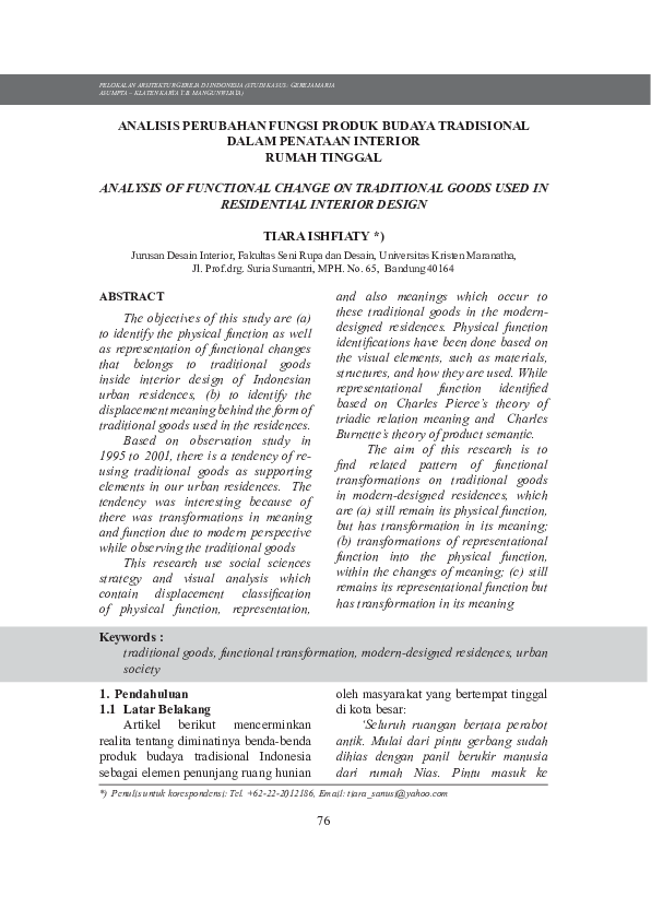 (PDF) Analysis of Functional Change on Traditional Goods Used in ...