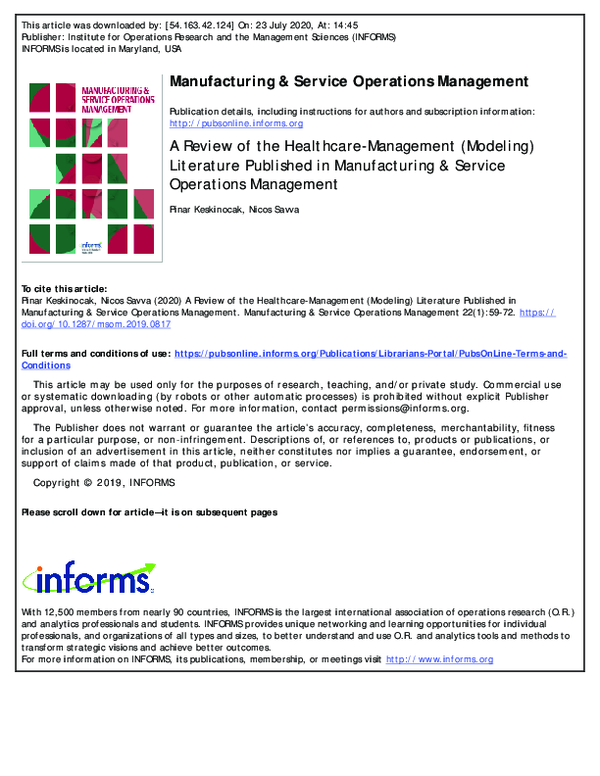 (PDF) A Review of the Healthcare-Management (Modeling) Literature ...