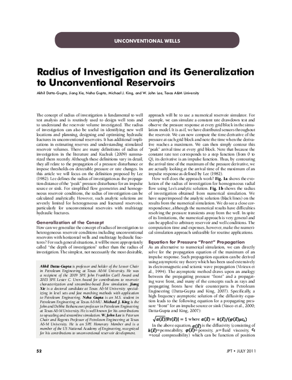 (PDF) Radius of Investigation and its Generalization to Unconventional ...