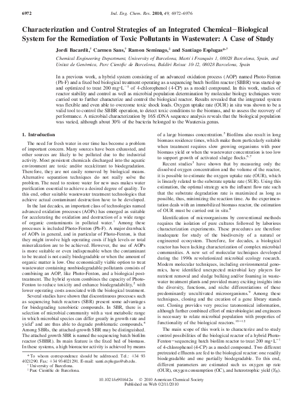 (PDF) Characterization and Control Strategies of an Integrated Chemical ...