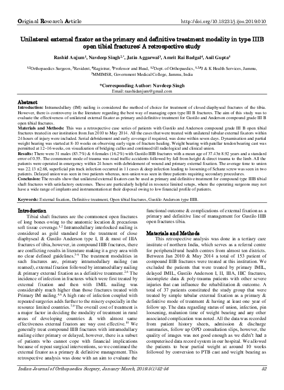 (PDF) Unilateral external fixator as the primary and definitive ...