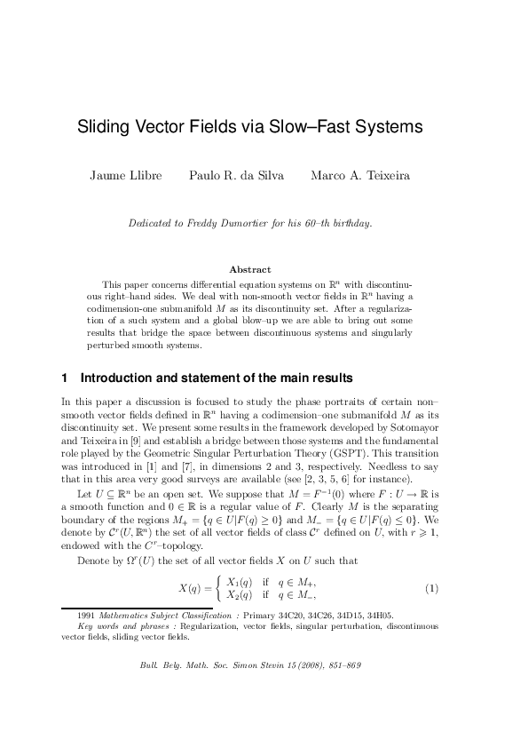 (PDF) Sliding Vector Fields via Slow--Fast Systems