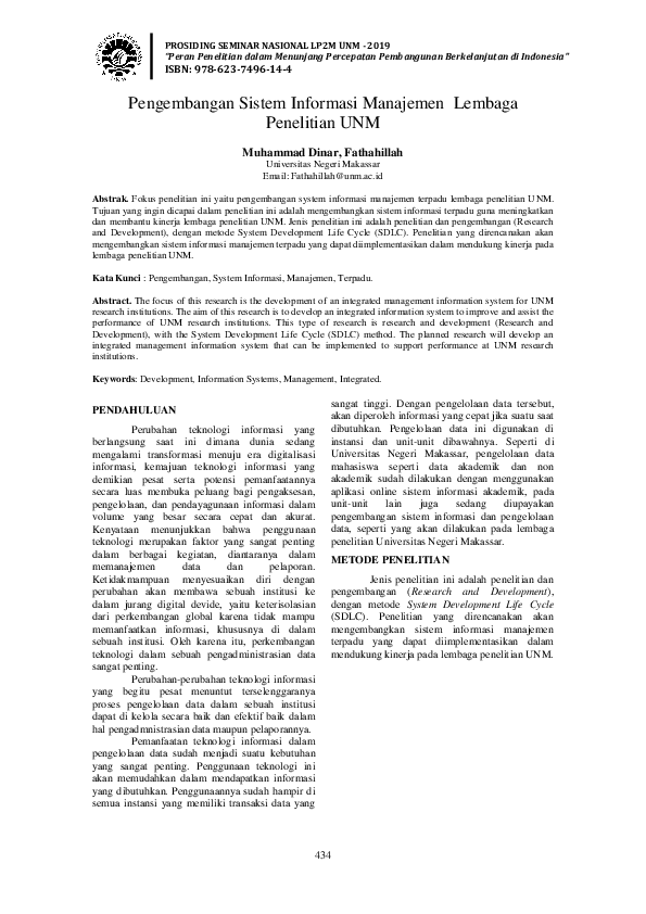 (PDF) Pengembangan Sistem Informasi Manajemen Lembaga Penelitian UNM (PDF) Pengembangan Sistem Informasi Manajemen Lembaga Penelitian UNM