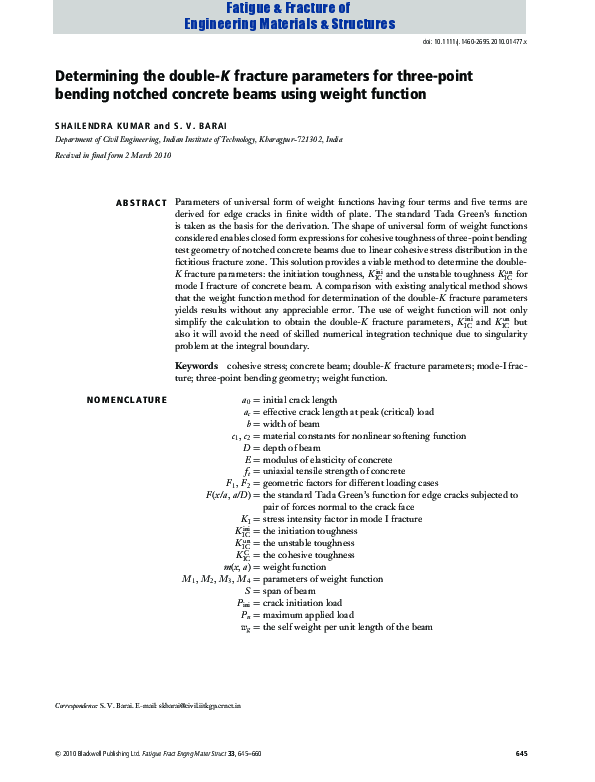 (PDF) Determining the double-K fracture parameters for three-point bending notched concrete ...